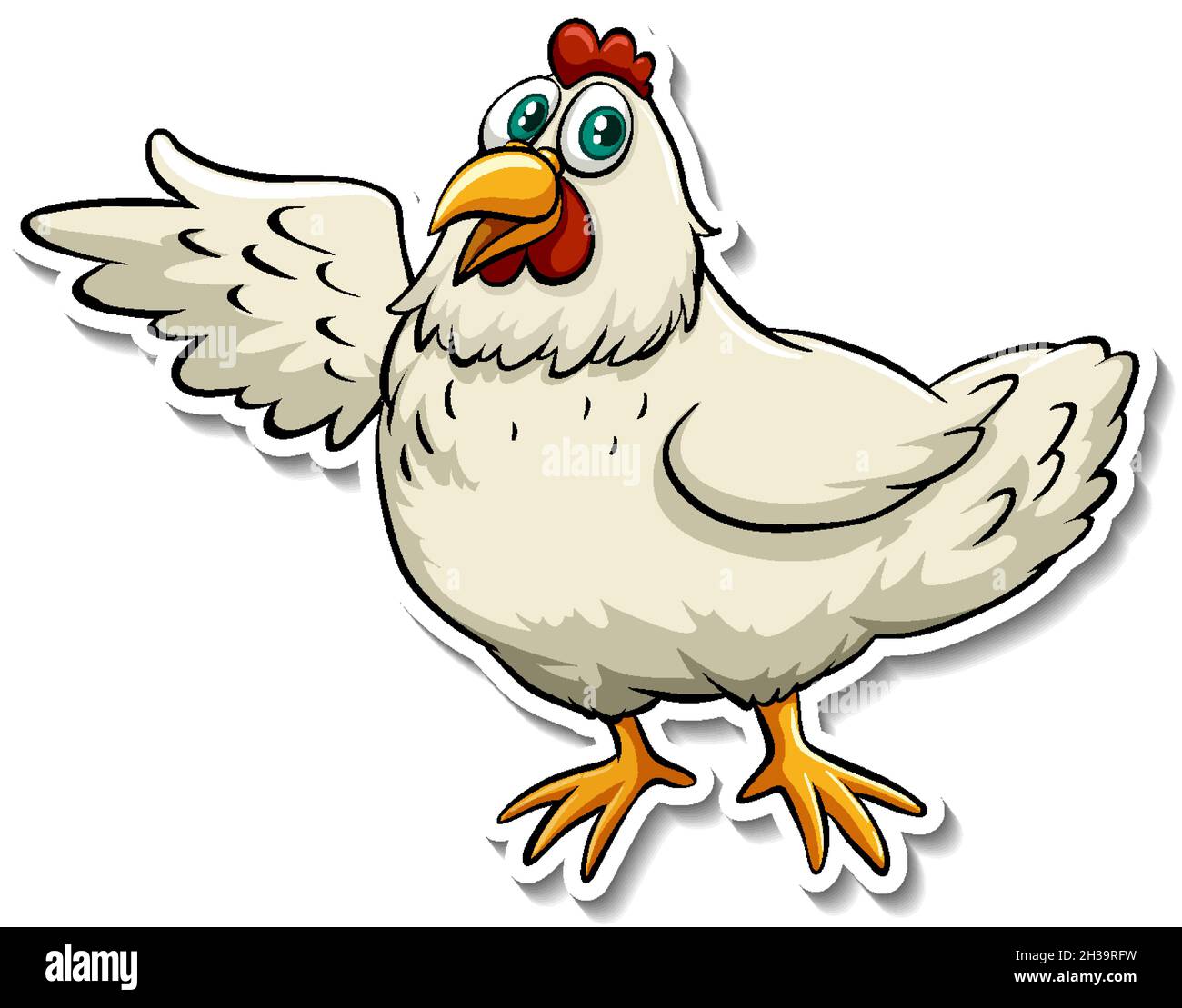 A cute chicken cartoon animal sticker illustration Stock Vector Image ...