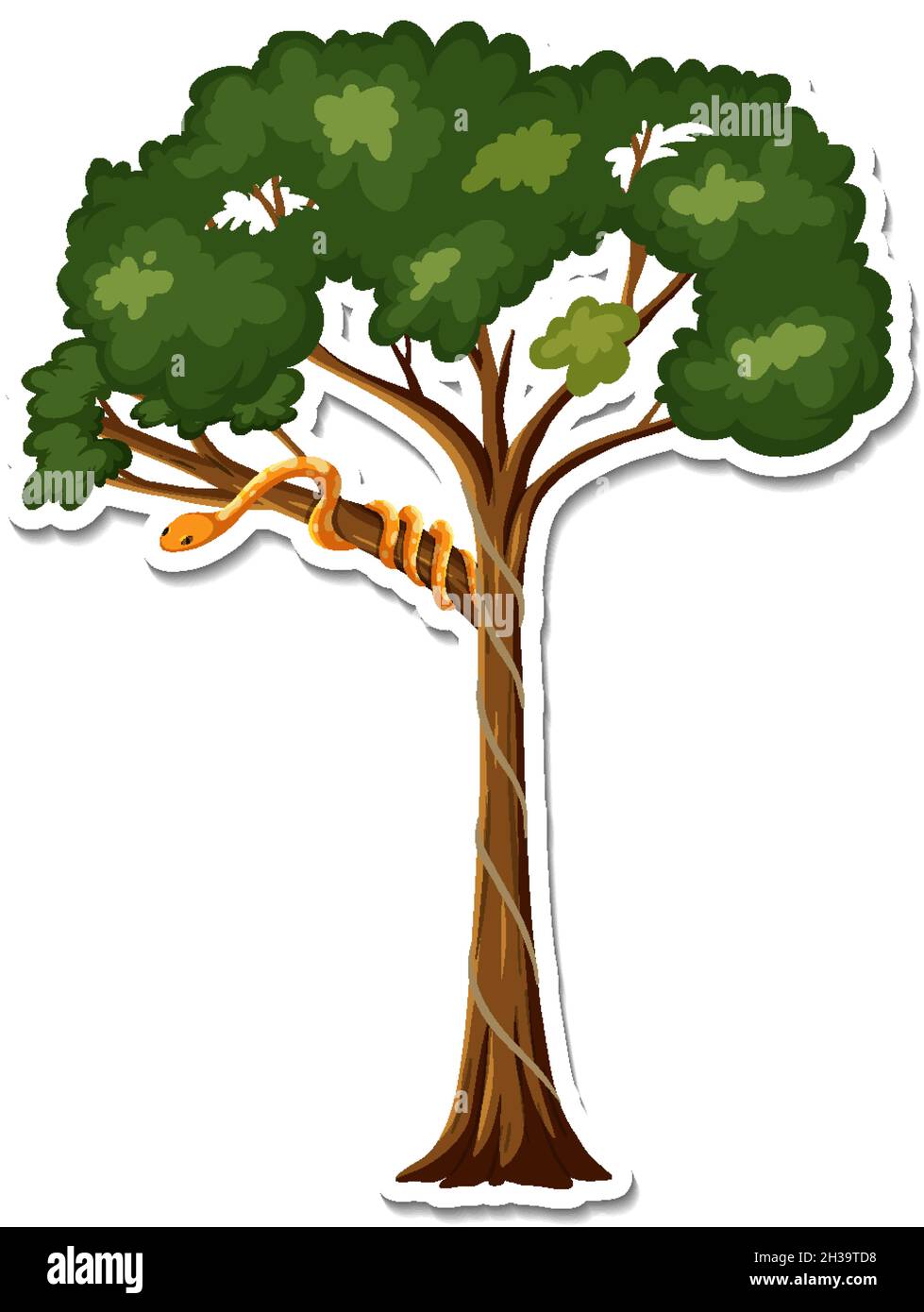 A sticker of snake on a tree illustration Stock Vector Image & Art - Alamy