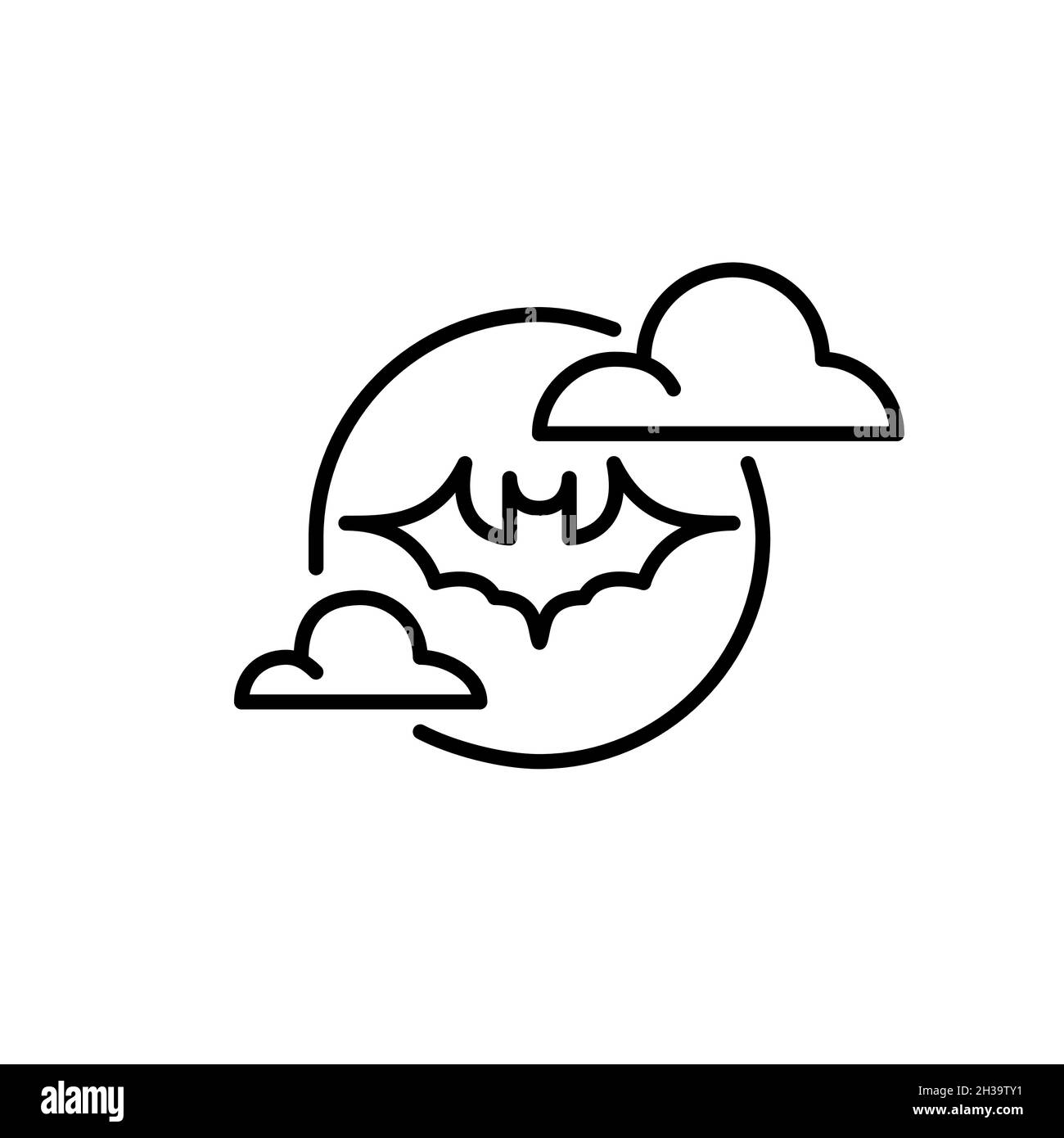 Halloween bat silhouette flying agains the moon. Pixel perfect ...