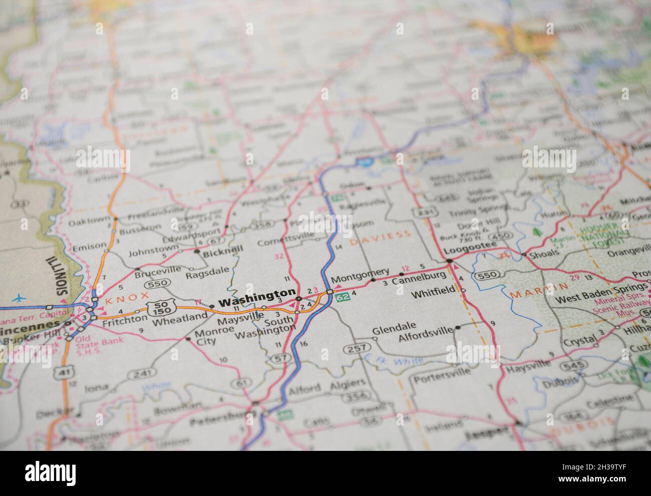 Map of the city of Washington, IN Stock Photo - Alamy