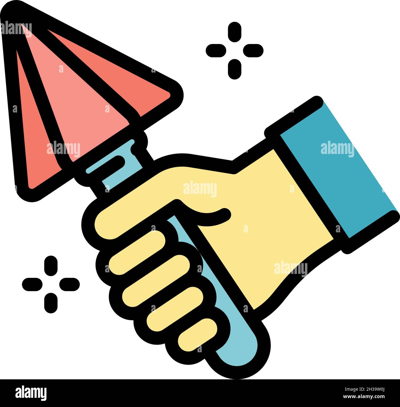 Garden hand shovel icon. Outline garden hand shovel vector icon color ...