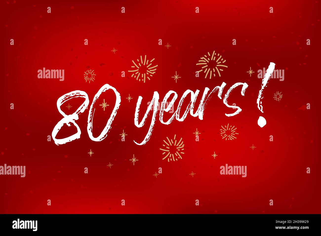 80 years card, banner. 80th anniversary greeting scratched calligraphy ...