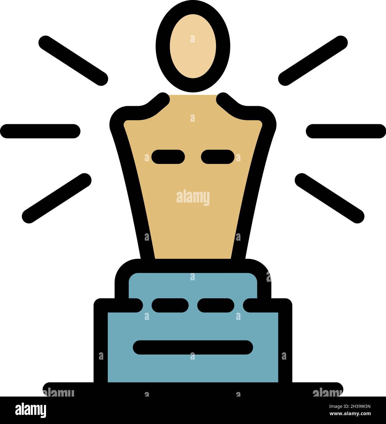 Oscar trophy icon. Outline oscar trophy vector icon color flat isolated ...