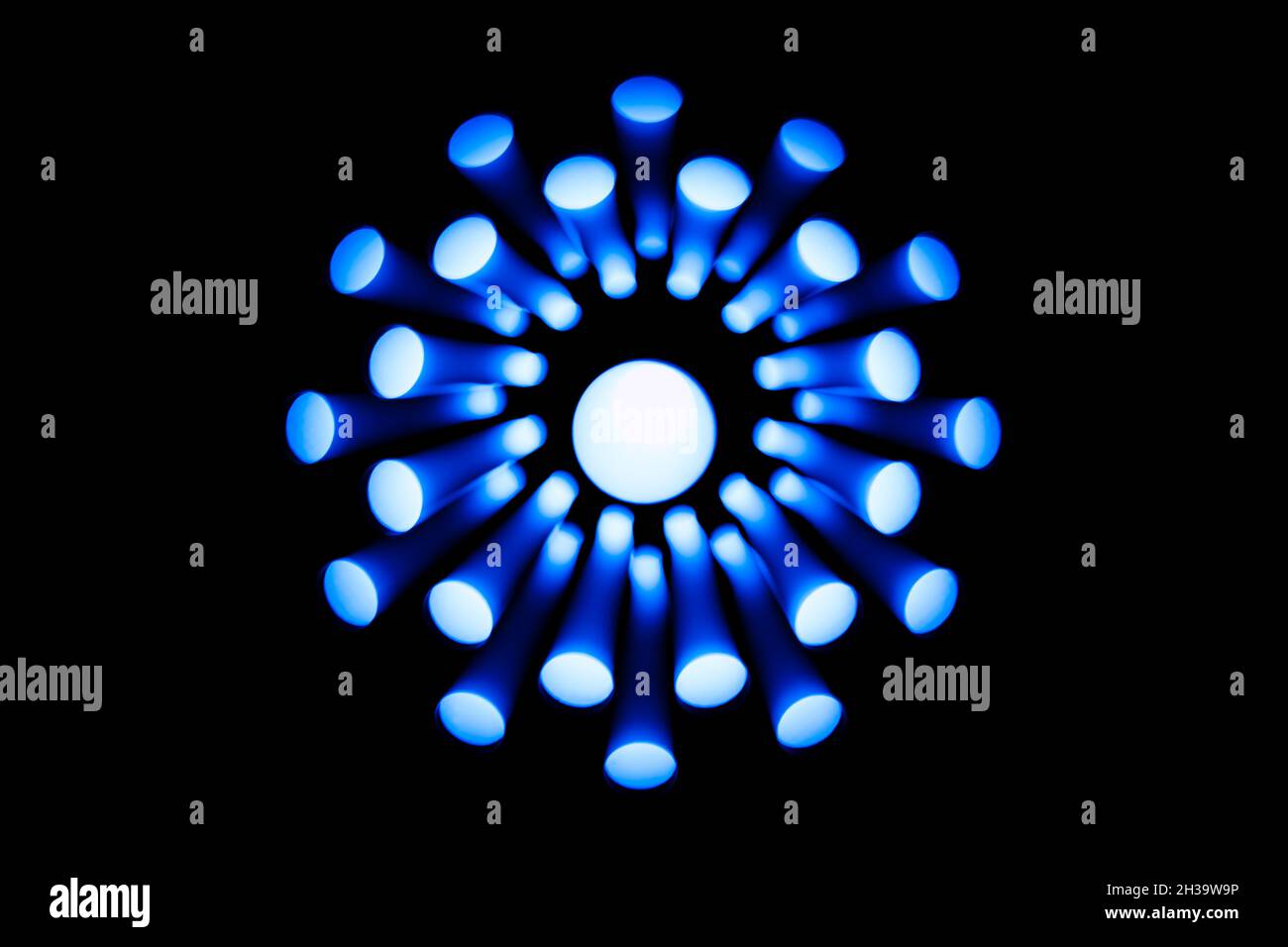 Sound waves in the visible blue color in the dark Stock Photo - Alamy