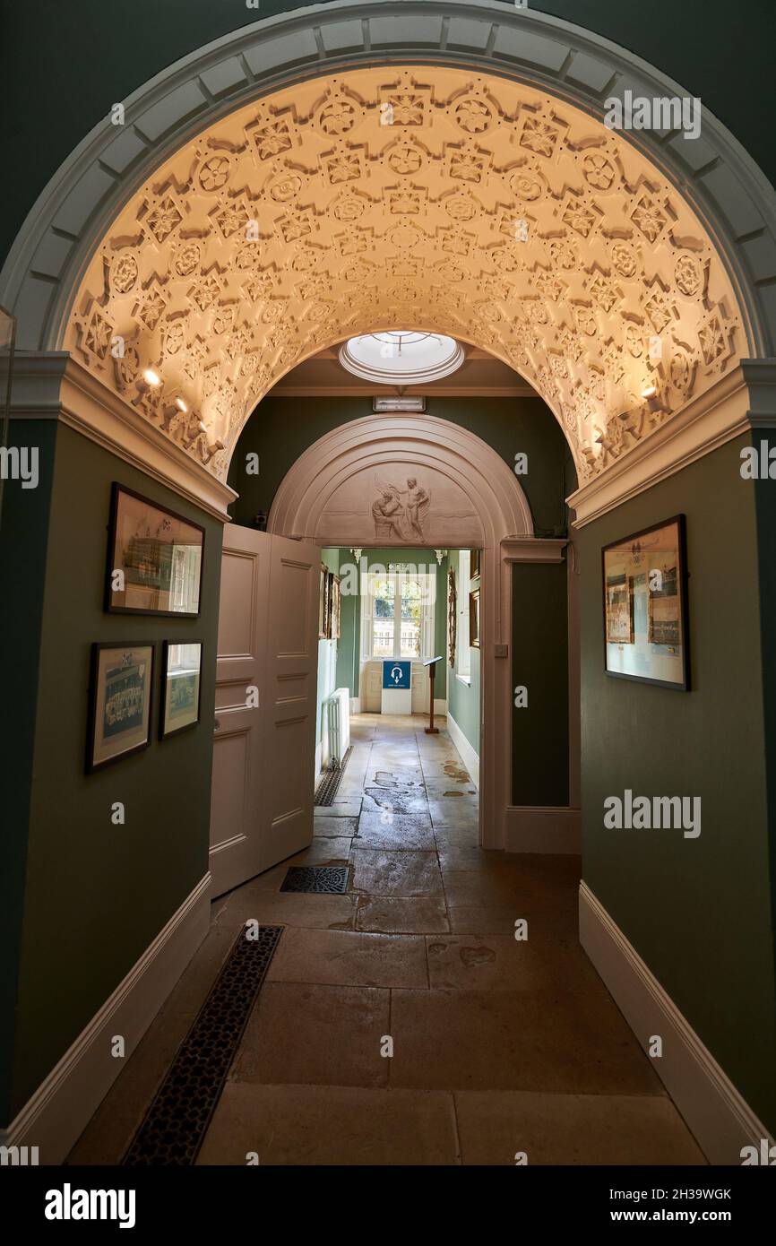 Corridor at Burghley House, an elizabethan mansion built by William ...