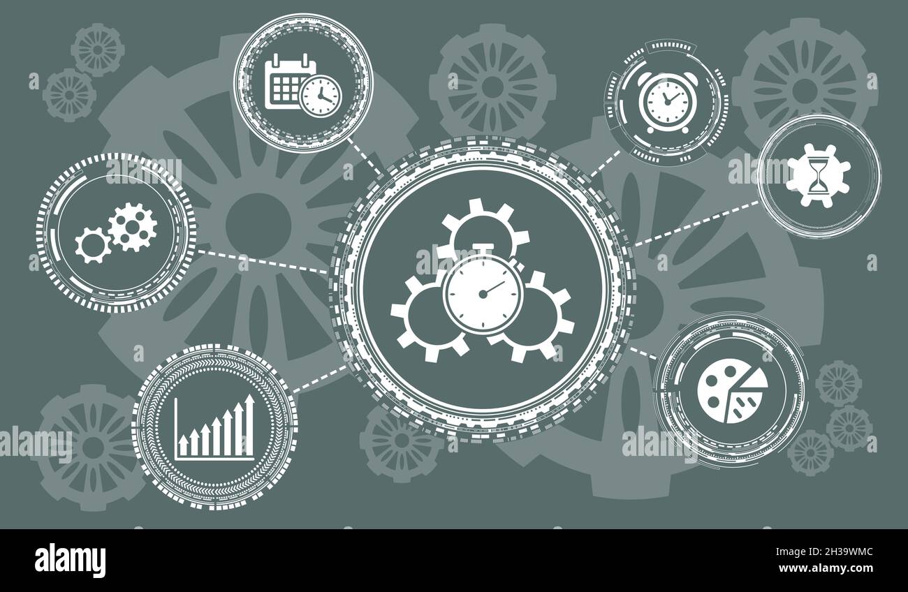 Concept of productivity with connected icons Stock Photo - Alamy