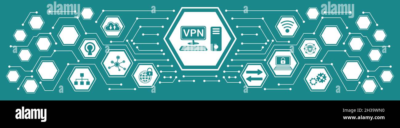 Concept of vpn with connected icons Stock Photo - Alamy