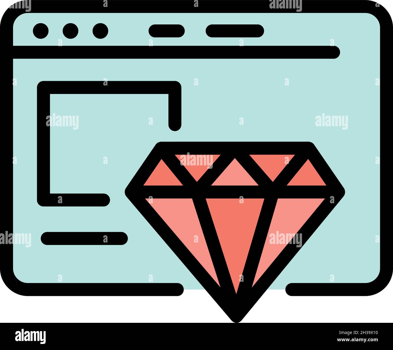 Diamond web design icon. Outline diamond web design vector icon color ...