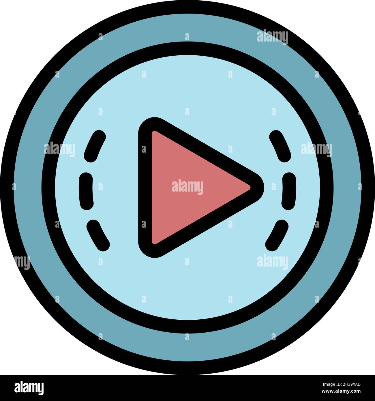 Play button icon. Outline play button vector icon color flat isolated ...