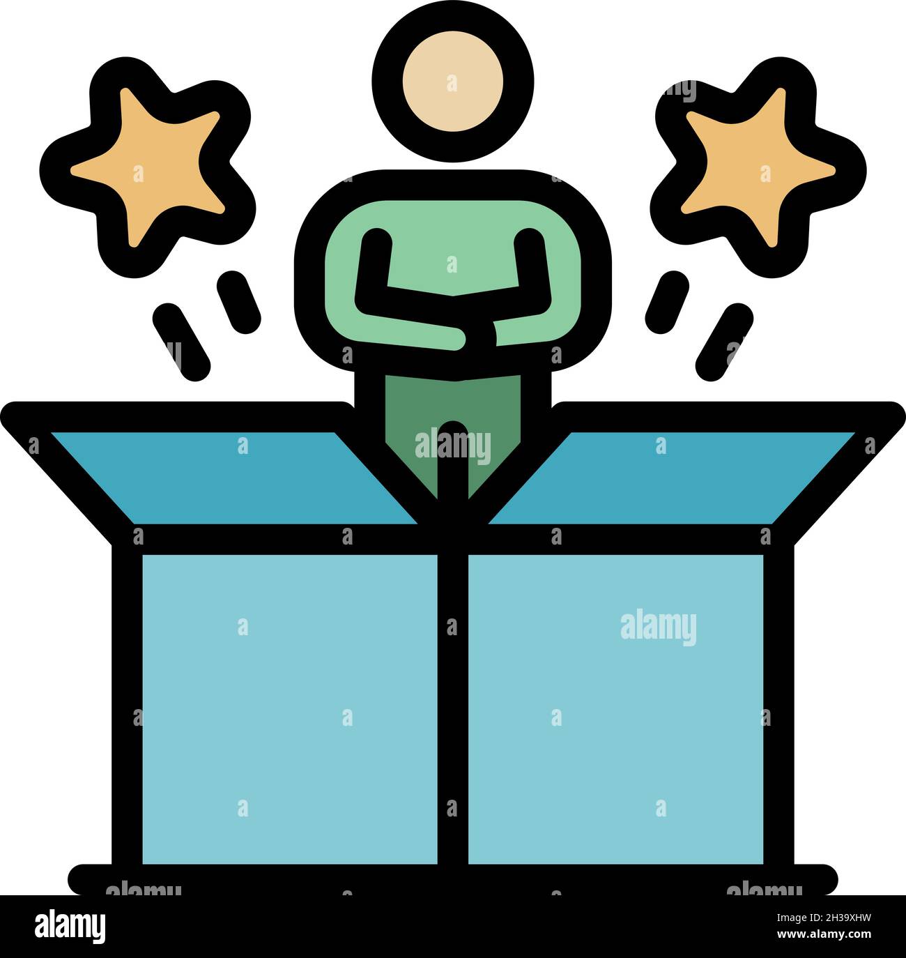 Manager box icon. Outline manager box vector icon color flat isolated ...