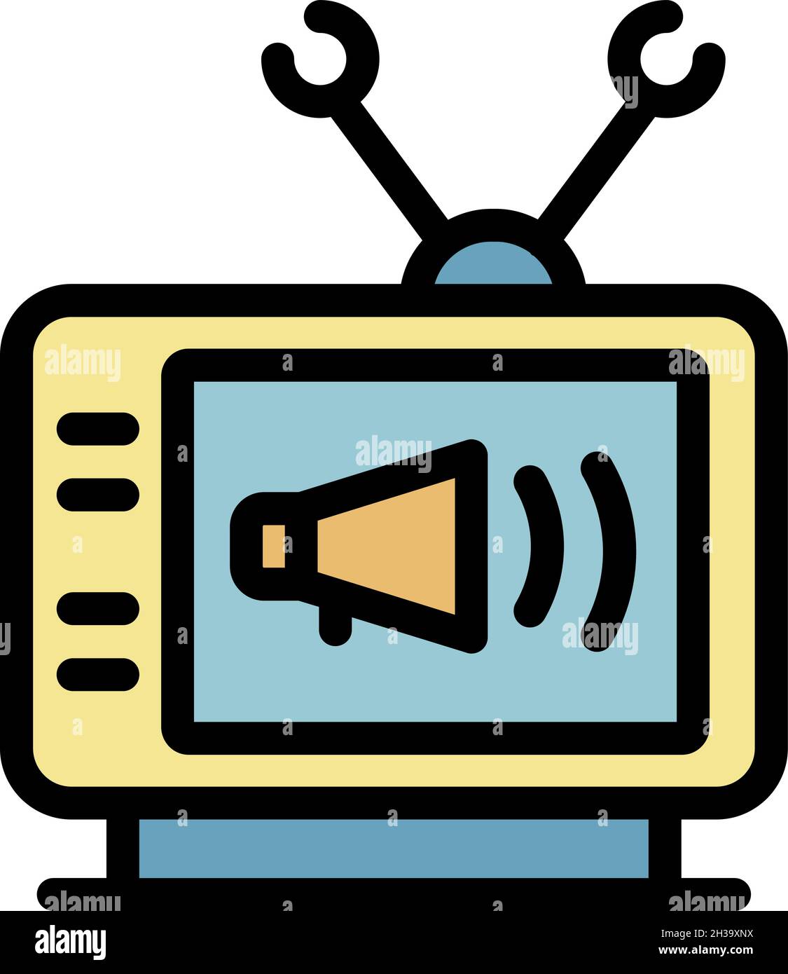 Tv advertising icon. Outline tv advertising vector icon color flat ...