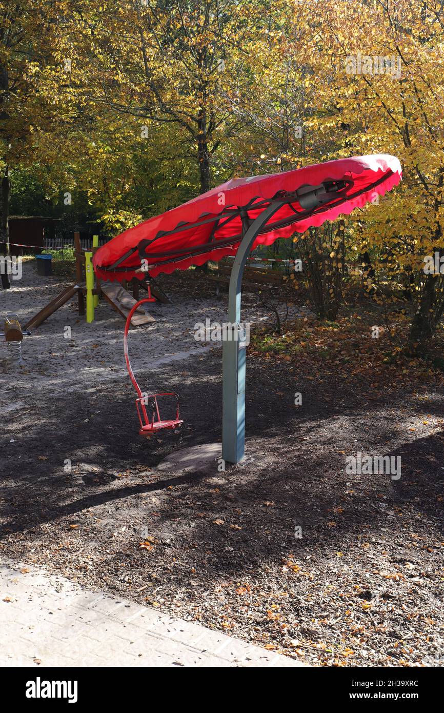 a little old red carousel Stock Photo - Alamy