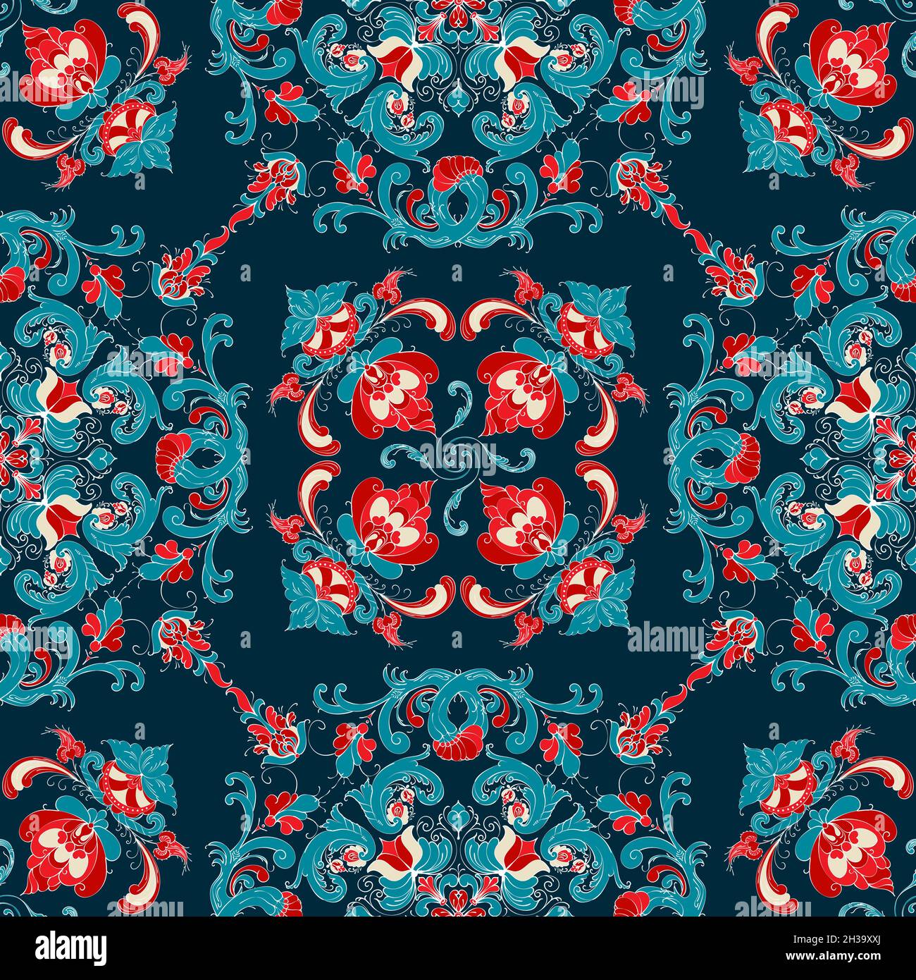 Rosemaling tile, traditional Norwegian decorative pattern. Vector ...