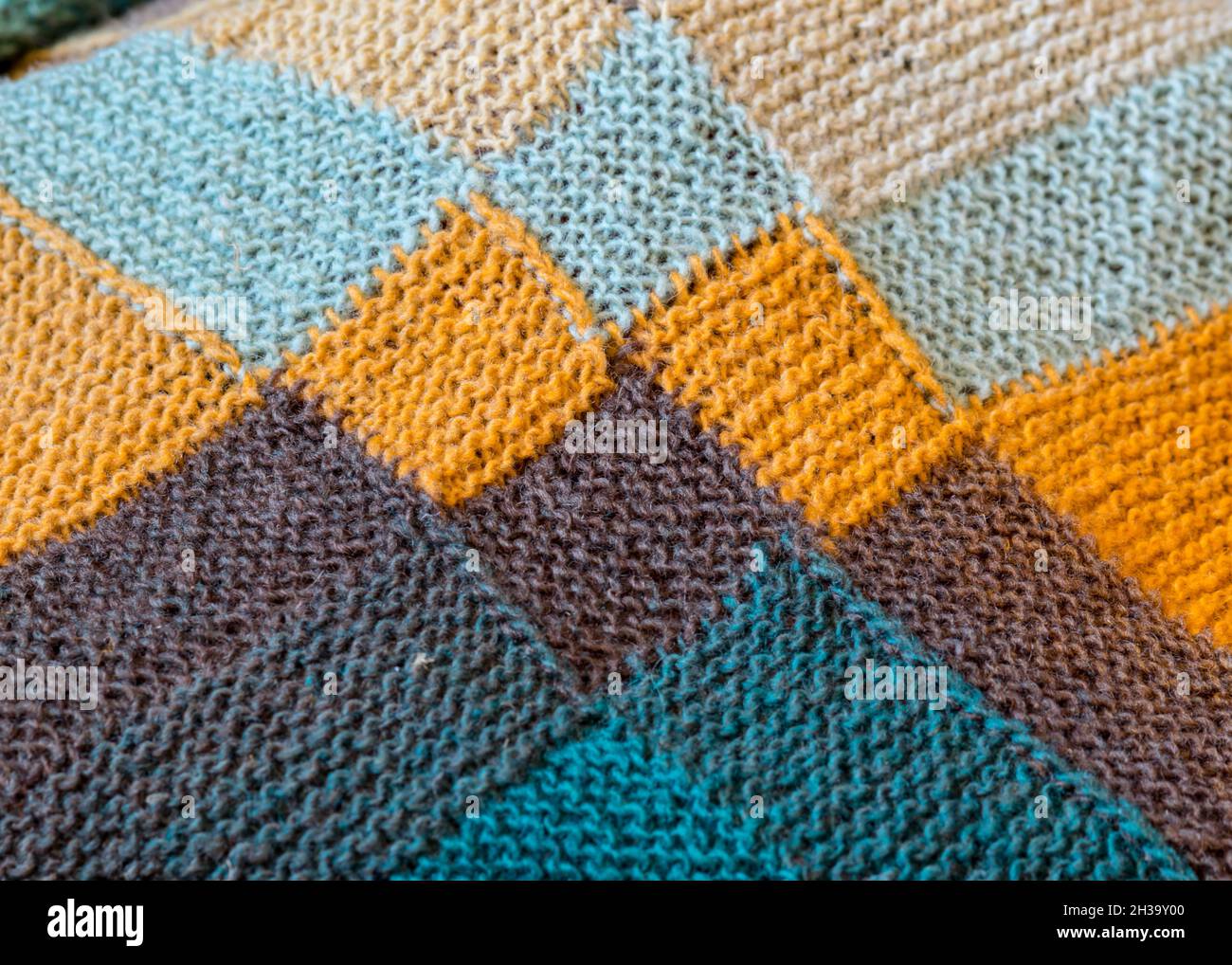 beautiful knitted wool scarf, traditional handicraft type, knitted ...