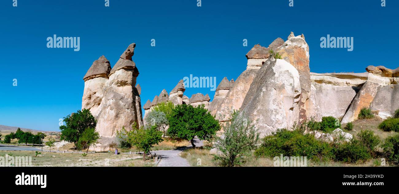 Panoramic view of Pasabagi in Cappadocia. Fairy Chimneys or peri ...