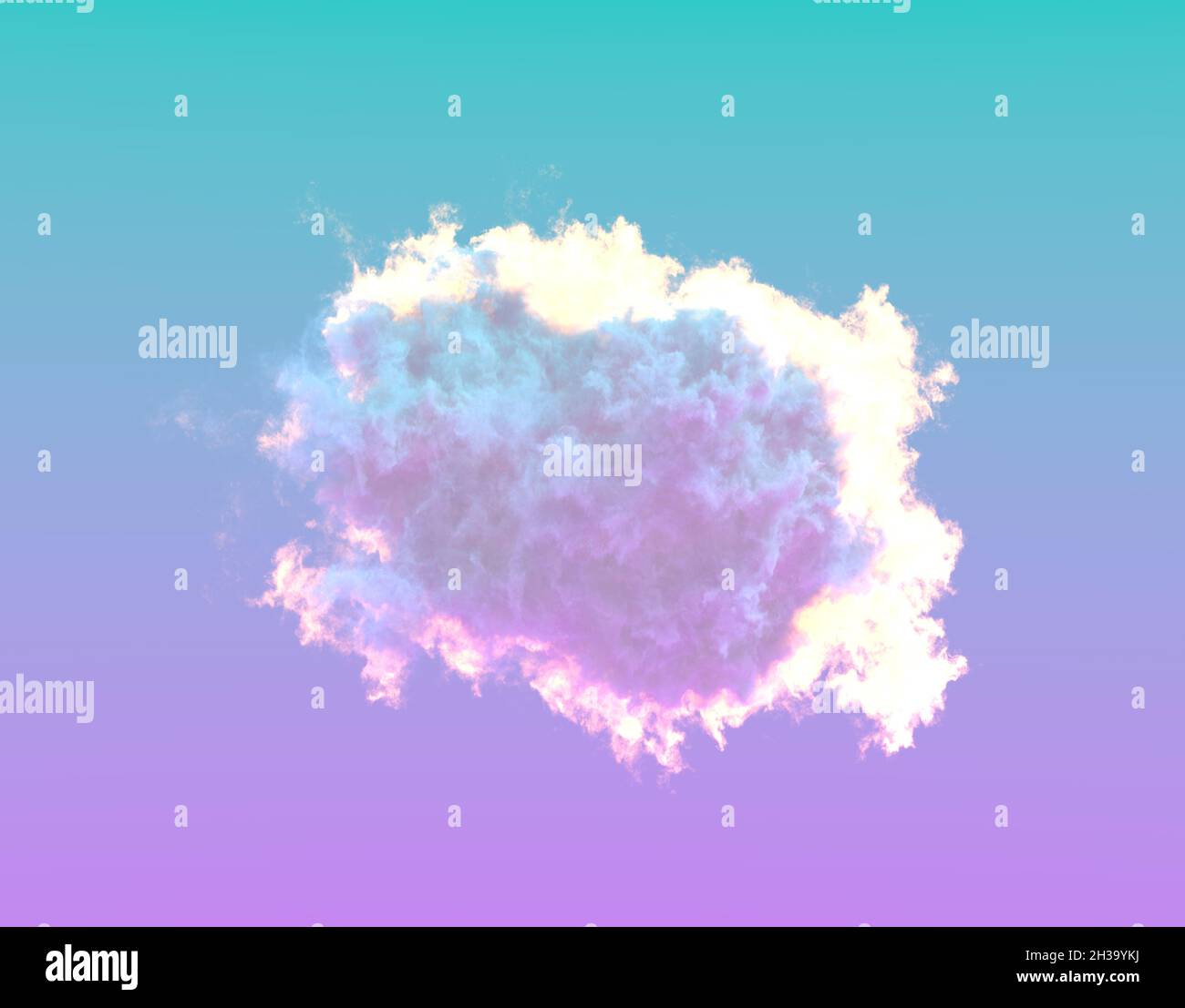 glowing lone big pink cumulus isolated, cgi nature 3D illustration ...