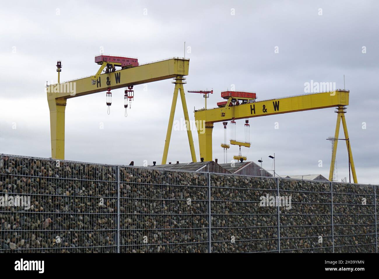 Harland and Wolff Shipyard cranes. October 2018, Belfast, Northern ...