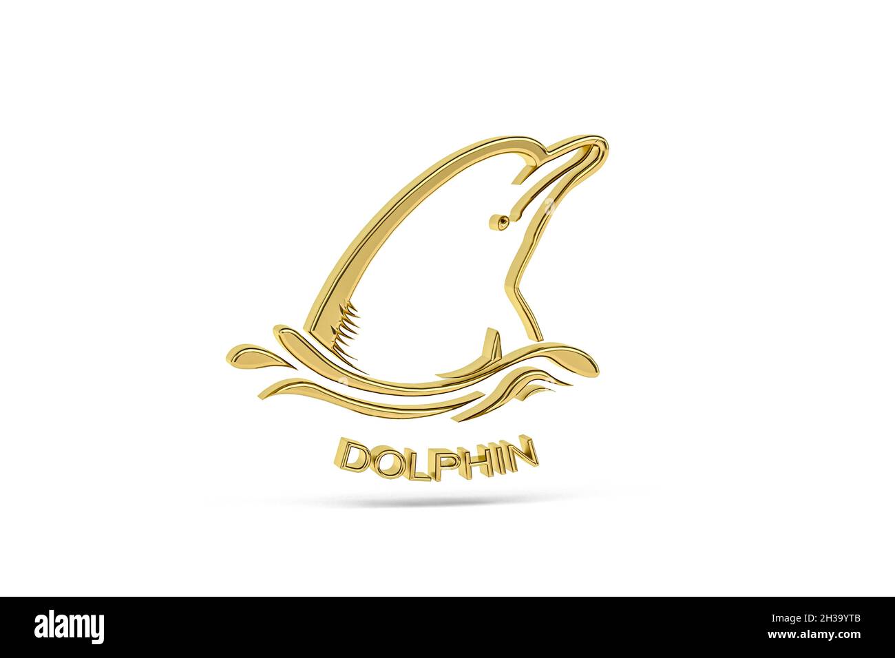 Golden 3d dolphin icon isolated on white background - 3d render Stock ...