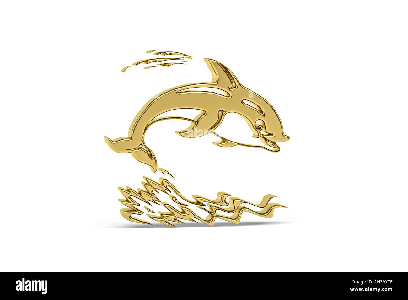 Golden 3d dolphin icon isolated on white background - 3d render Stock ...