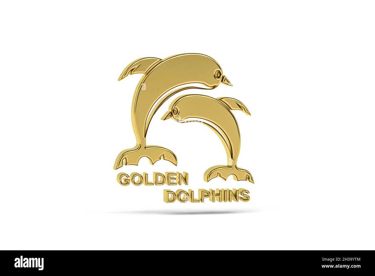 Golden 3d dolphin icon isolated on white background - 3d render Stock ...
