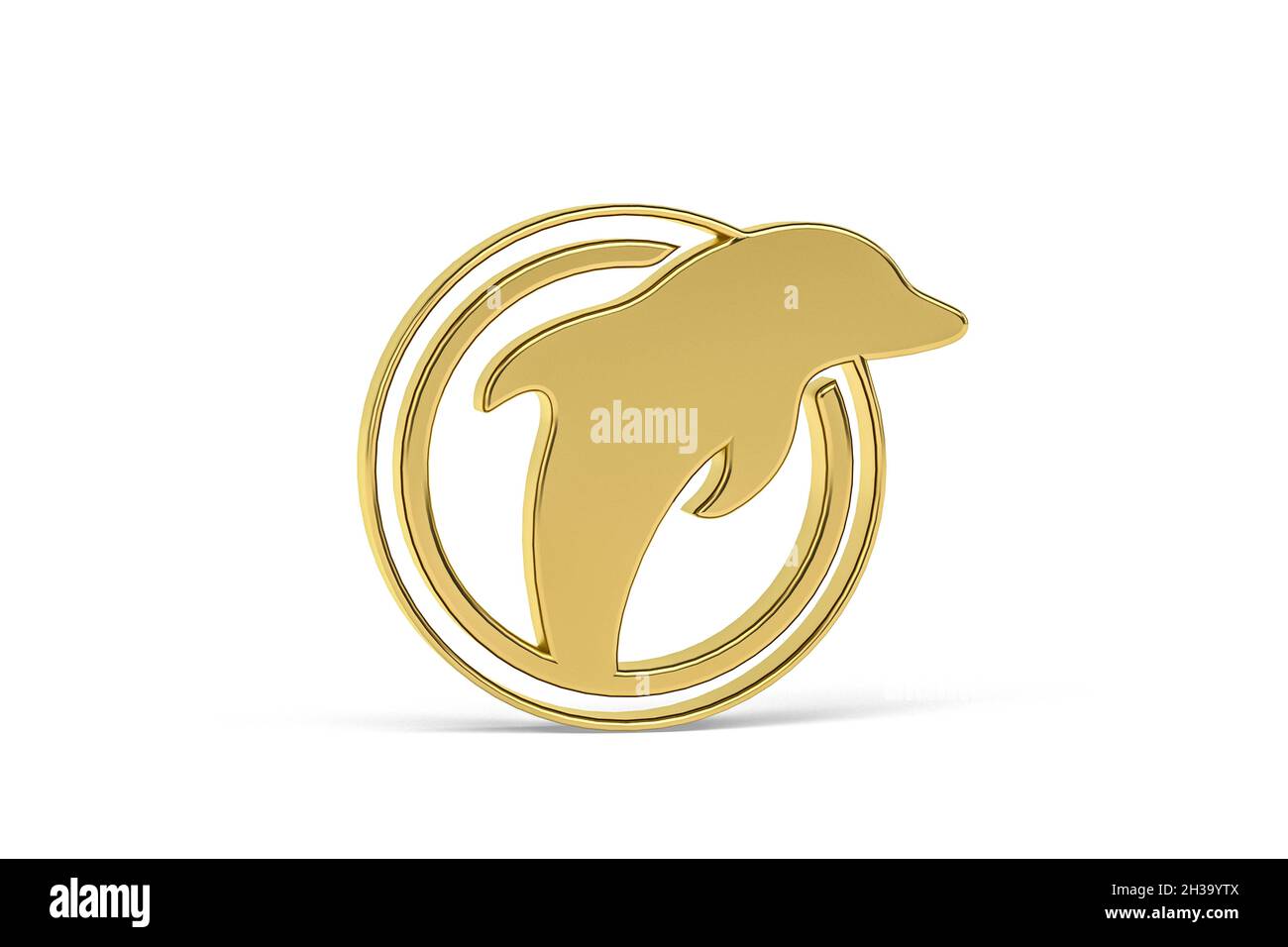 Golden 3d dolphin icon isolated on white background - 3d render Stock ...