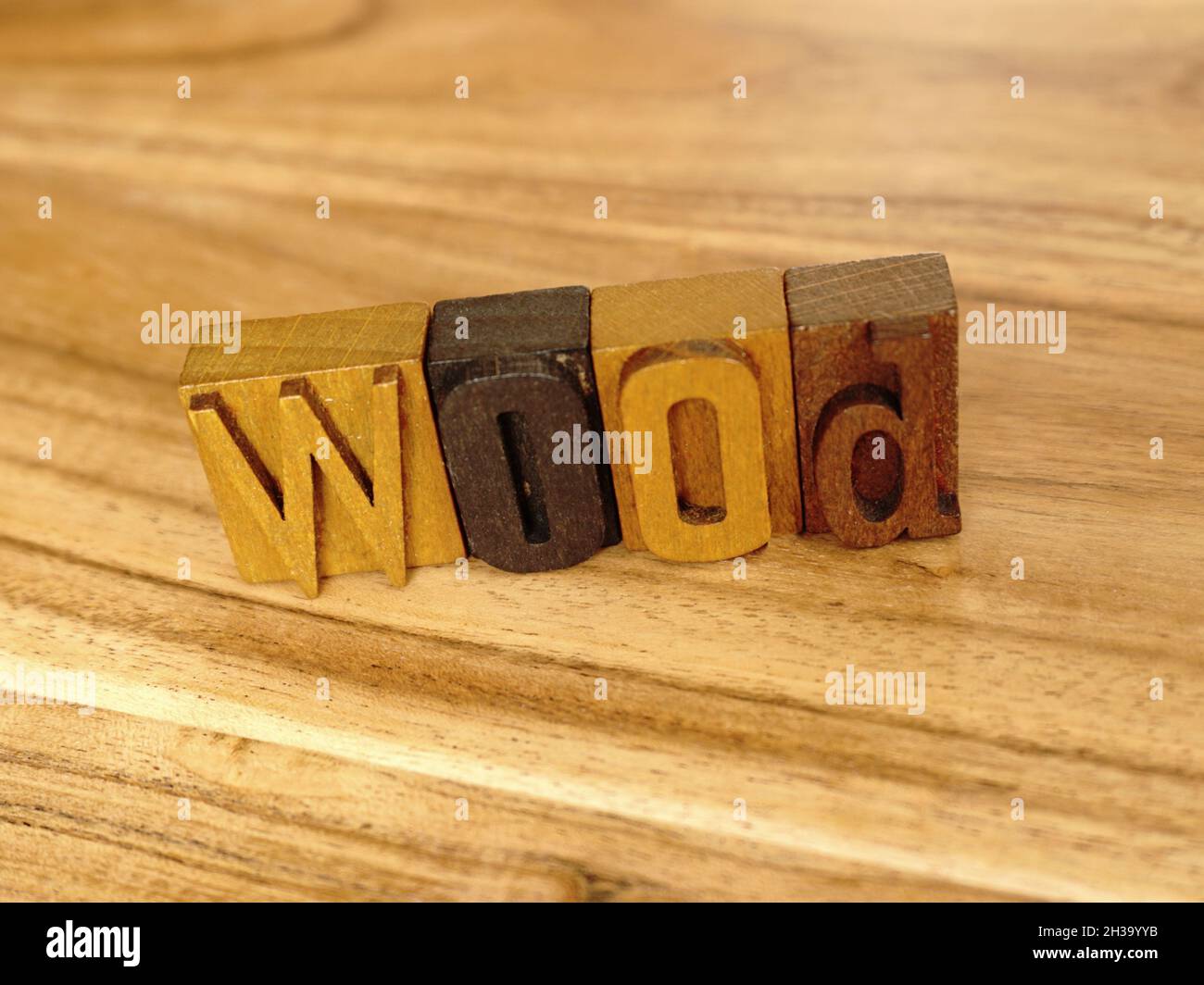 Word wood, letterpress letters Stock Photo - Alamy