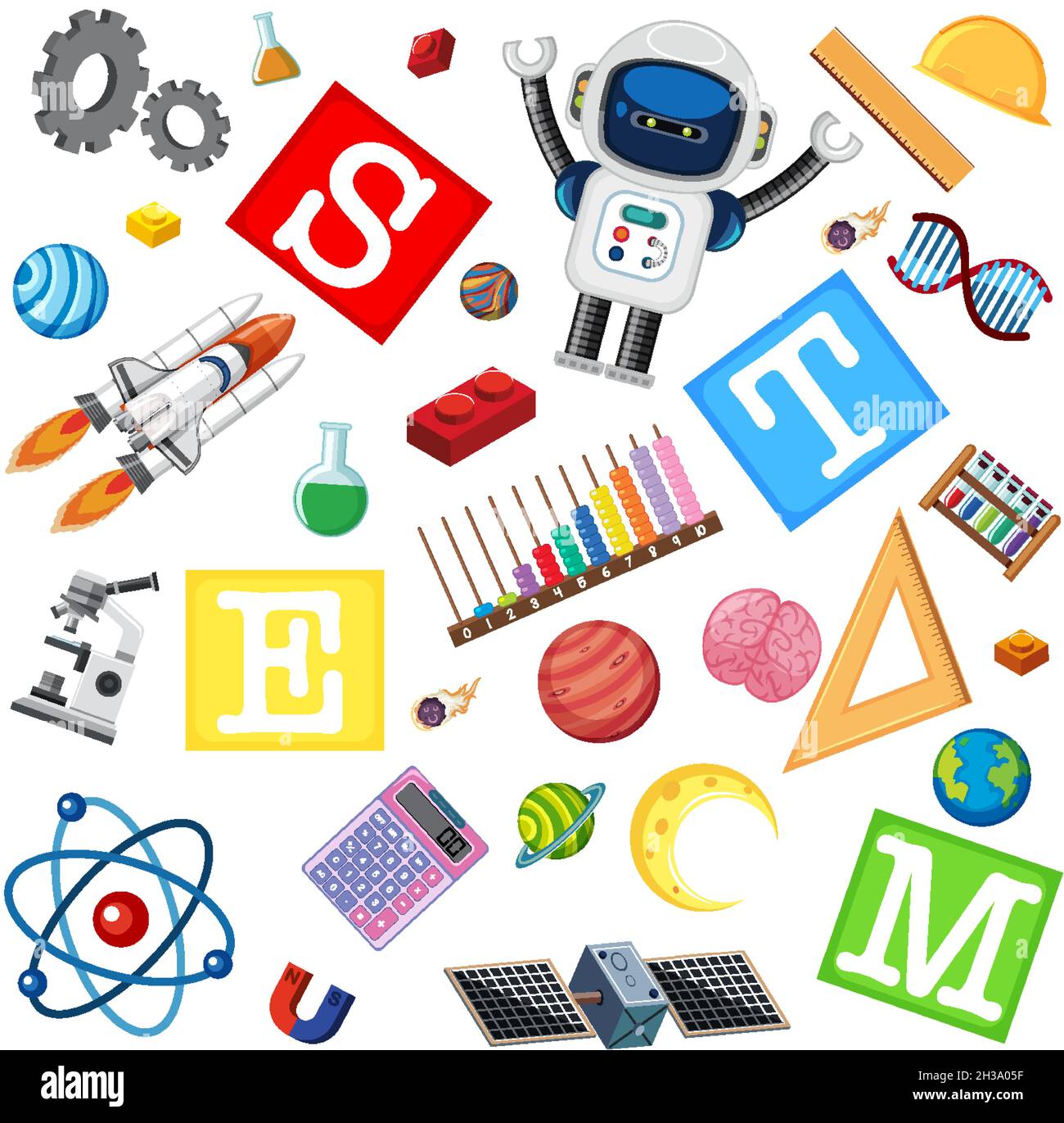 Colourful STEM education logo with learning elements illustration Stock ...