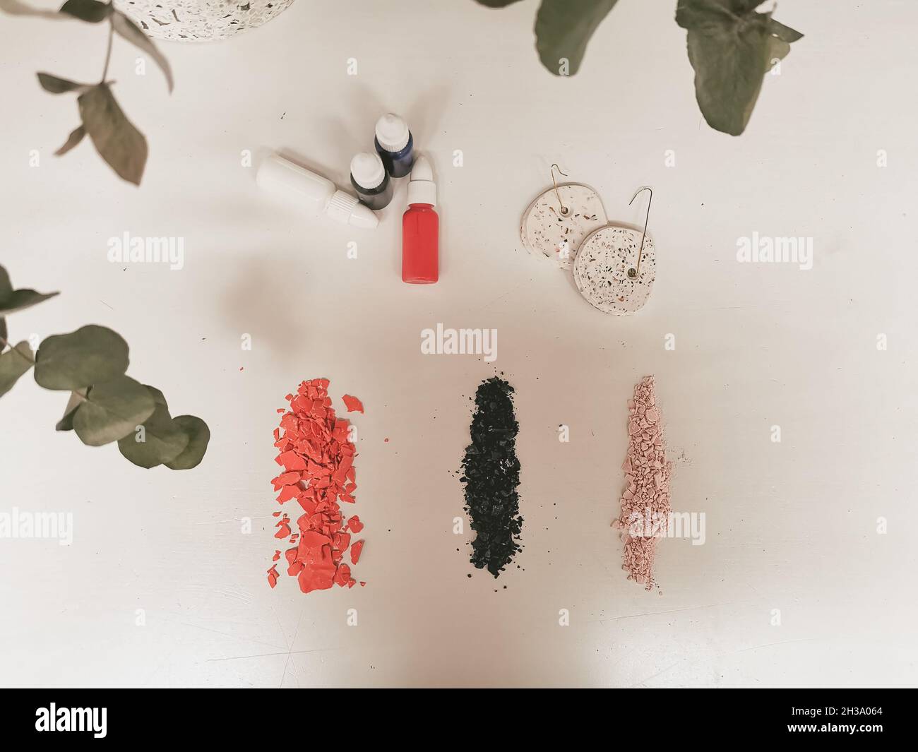 DIY terrazzo decoration materials and tool kit. Handmade earrings or ...