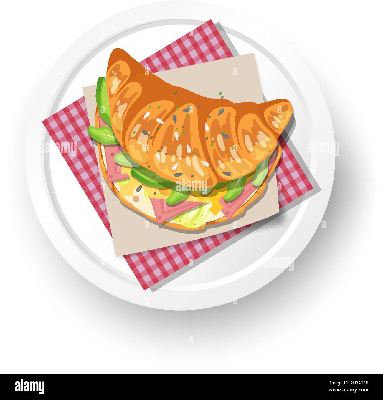 Tasty croissant sandwich fresh Stock Vector Images - Alamy