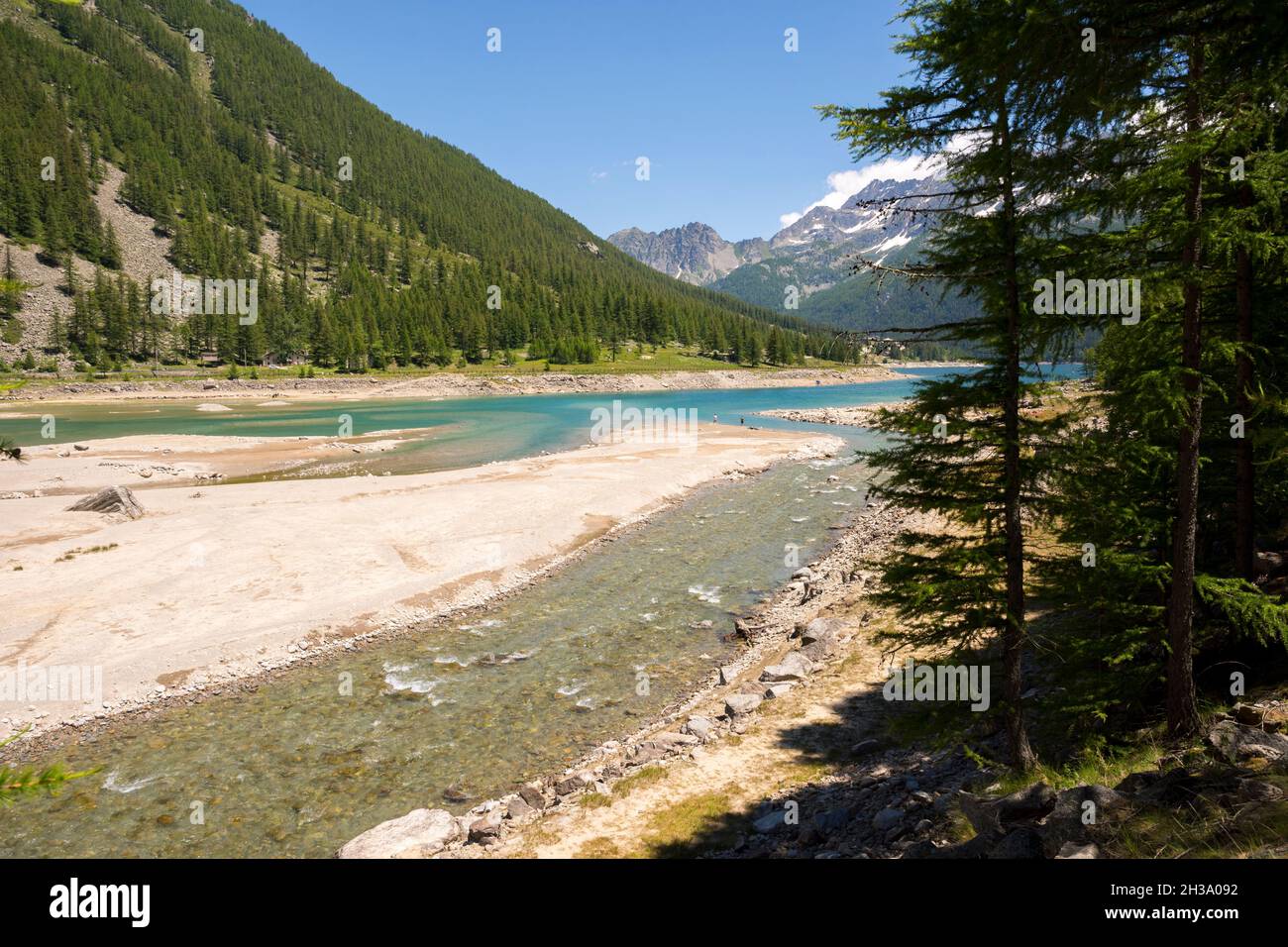 mountain on Ceresole Reale lake in Piedmont in Italy Stock Photo - Alamy