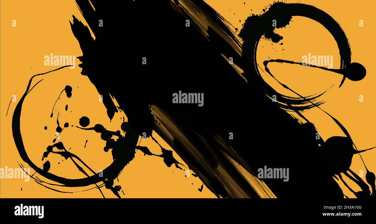 Abstract background wallpaper ink brush artwork Zen Orange Stock Photo ...