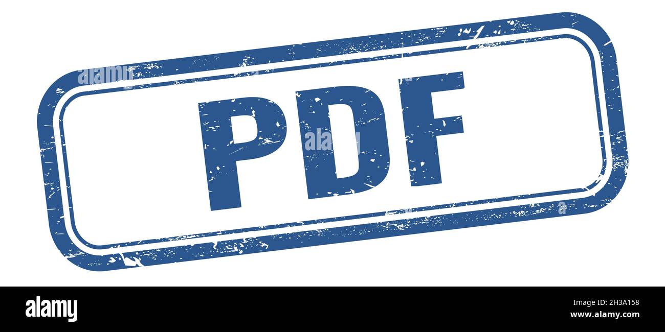 PDF text on blue grungy vintage rectangle stamp Stock Photo - Alamy