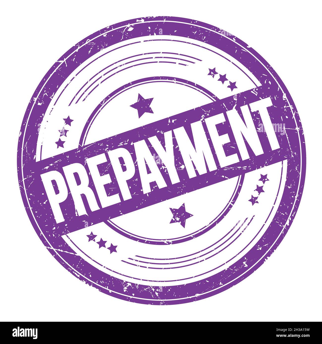 PREPAYMENT text on violet indigo round grungy texture stamp Stock Photo ...