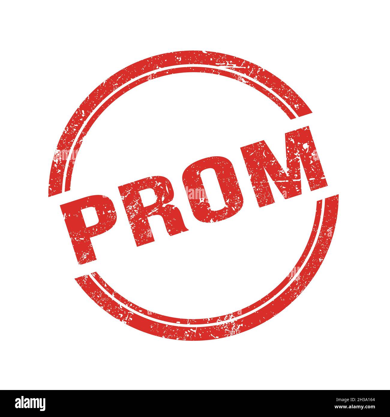 PROM text written on red grungy vintage round stamp Stock Photo - Alamy