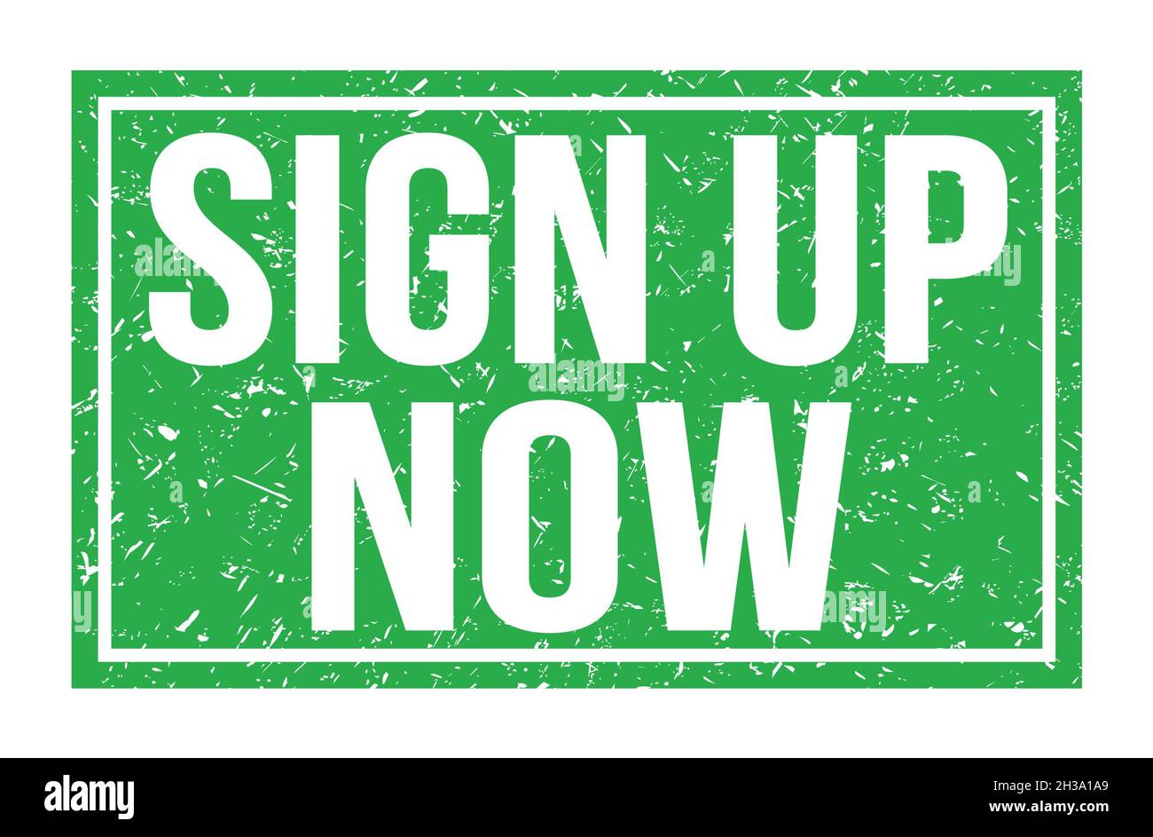 SIGN UP NOW, words written on green rectangle stamp sign Stock Photo ...