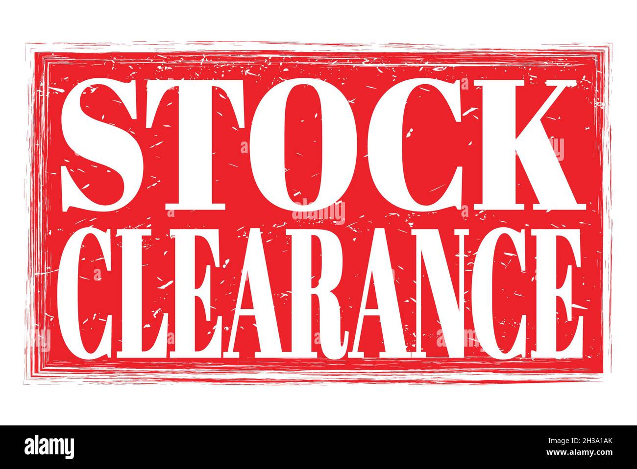 STOCK CLEARANCE, words written on red grungy stamp sign Stock Photo - Alamy