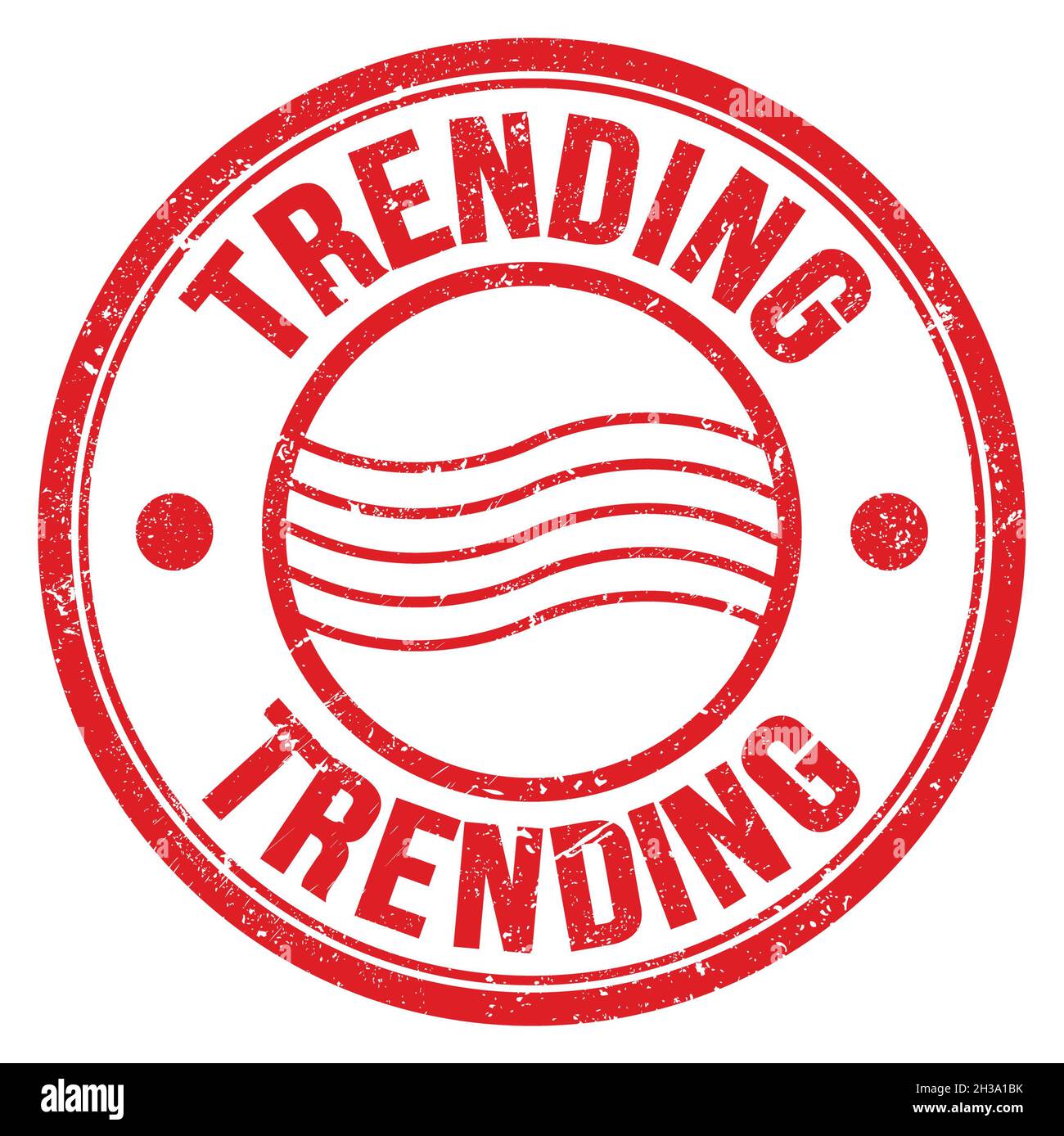 TRENDING word written on red round postal stamp sign Stock Photo - Alamy