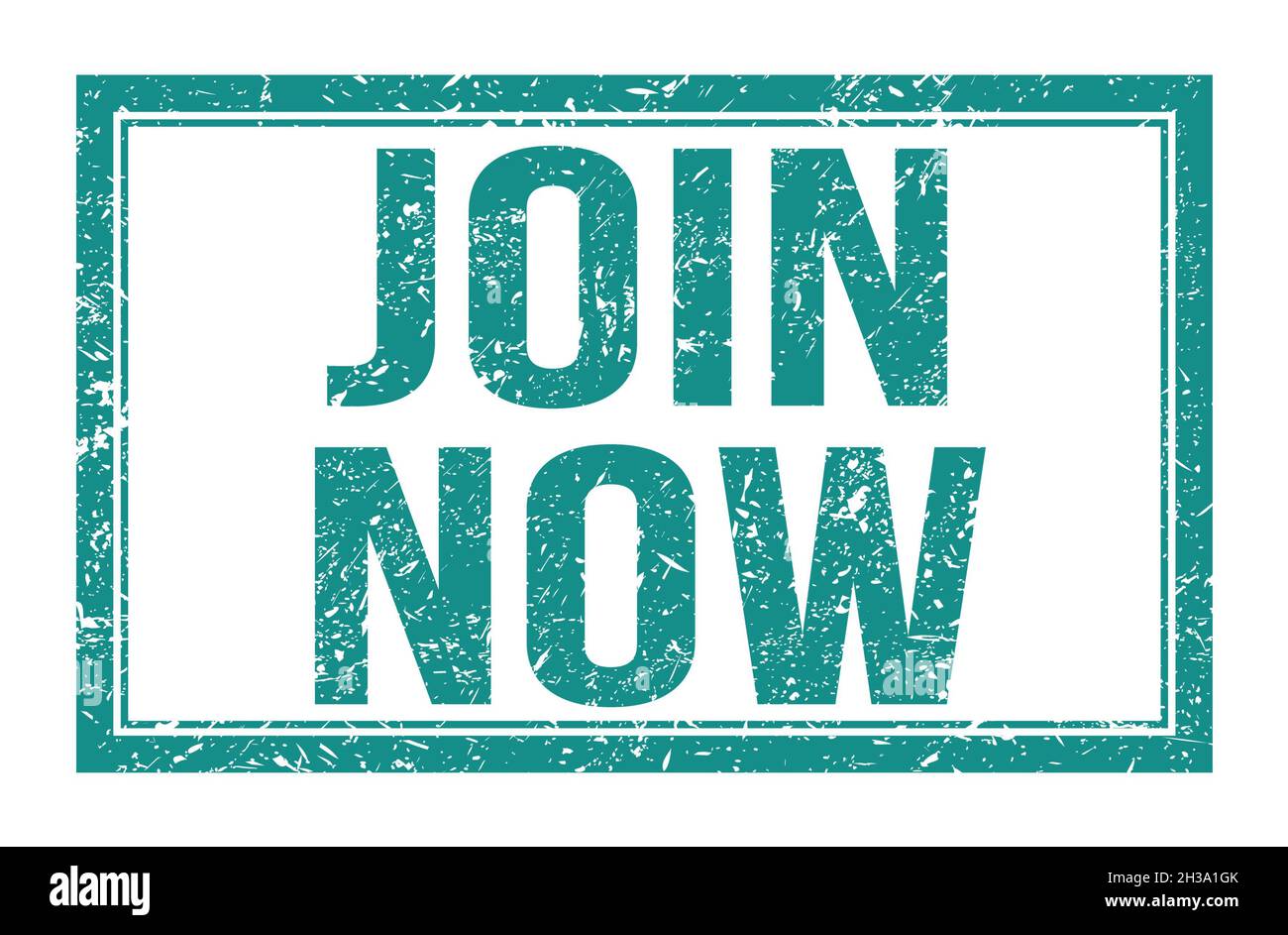 JOIN NOW, words written on blue rectangle stamp sign Stock Photo - Alamy