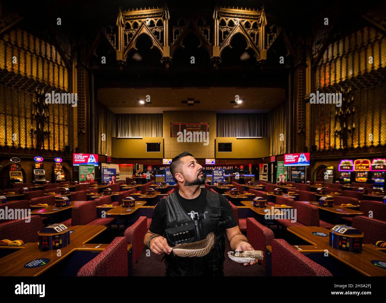 EDITORIAL USE ONLY Ghost Hunter Barri Ghai conducts a paranormal ...