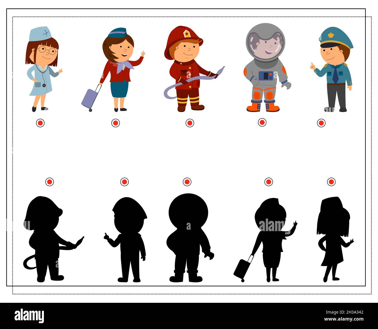 A logical game for children find the right shadow, cartoon children of ...