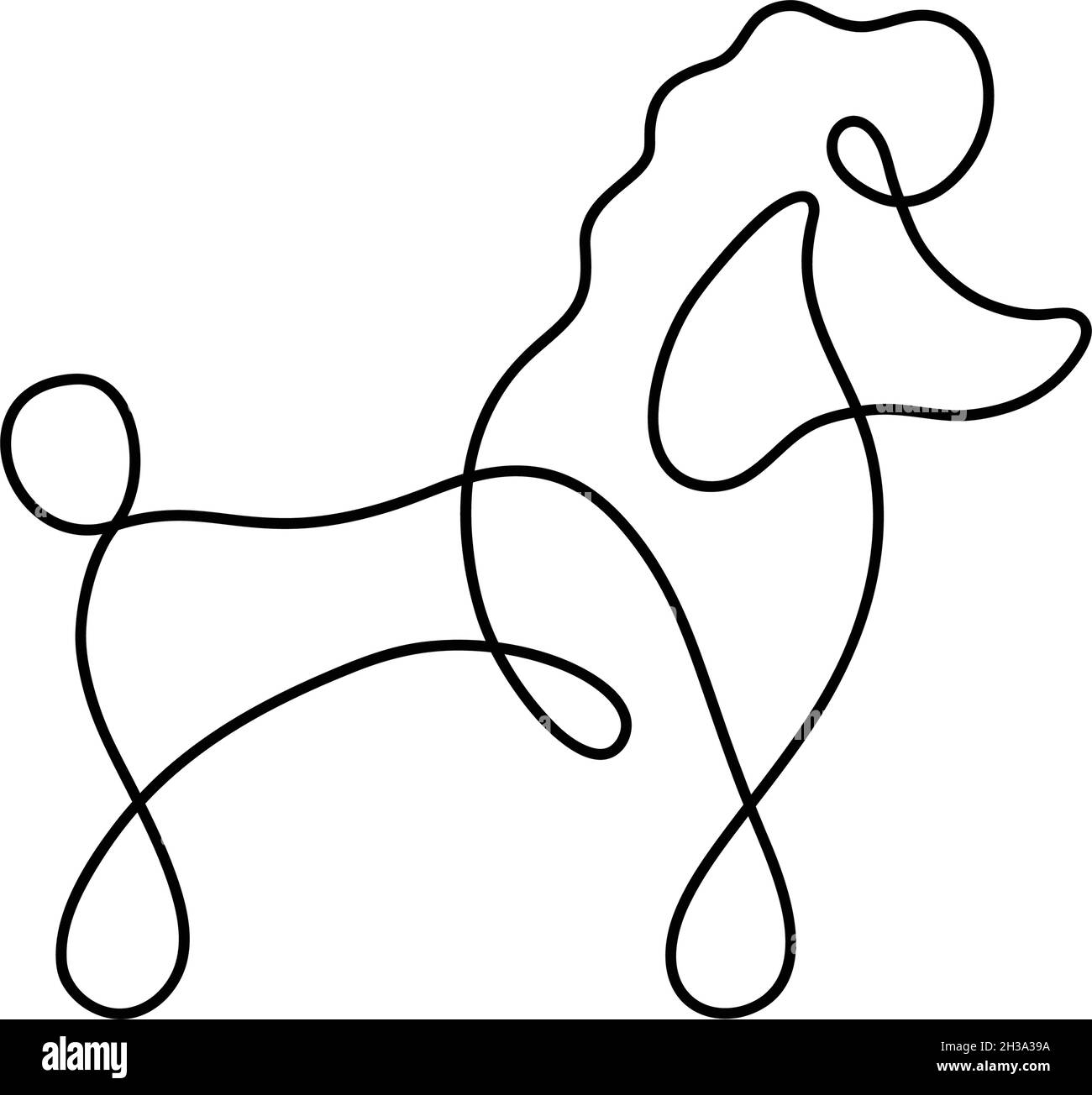 Cute poodle dog one line vector illustration icon Stock Vector Image ...