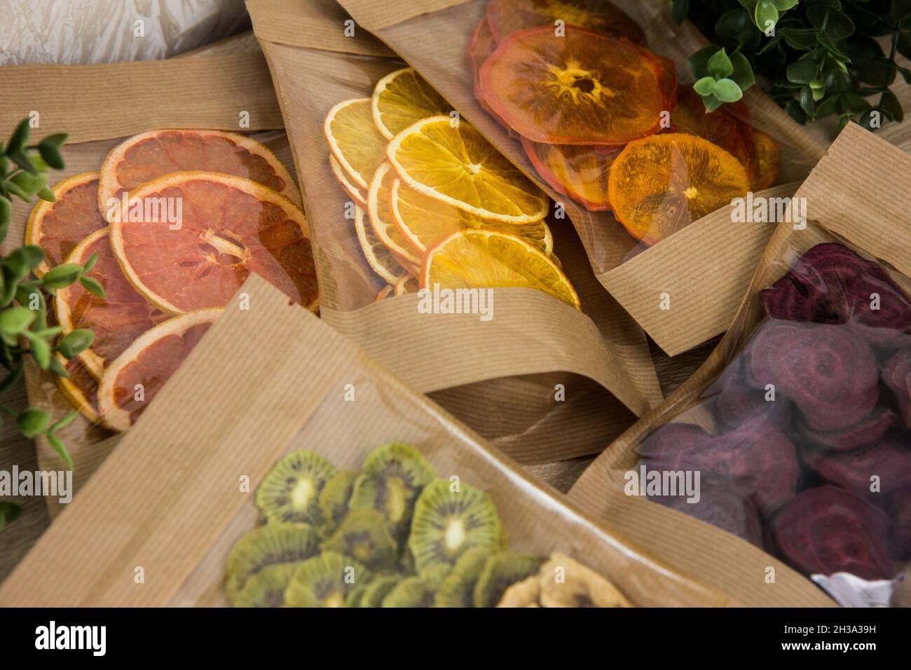 Dried oranges. Dried fruits in packaging. persimmon Stock Photo - Alamy