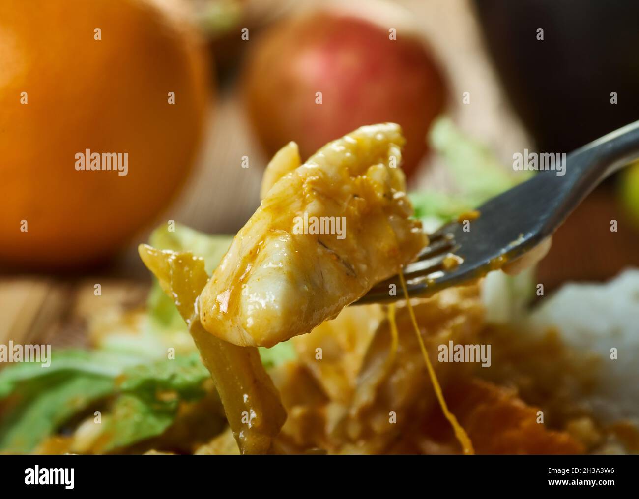 Poisson aigre doux a l'ananas, Fish in Sweet and Sour Sauce Stock Photo ...