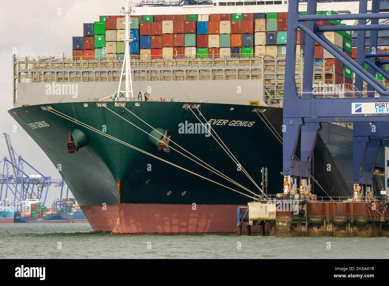 Evergreen vessel, Ever Given at Felixstowe Container Port, Suffolk ...