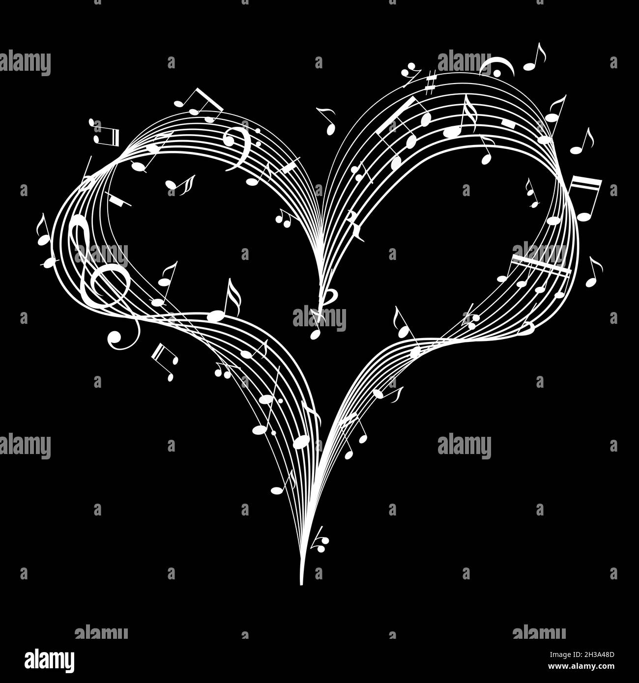Heart shape musical notes pattern hi-res stock photography and images ...