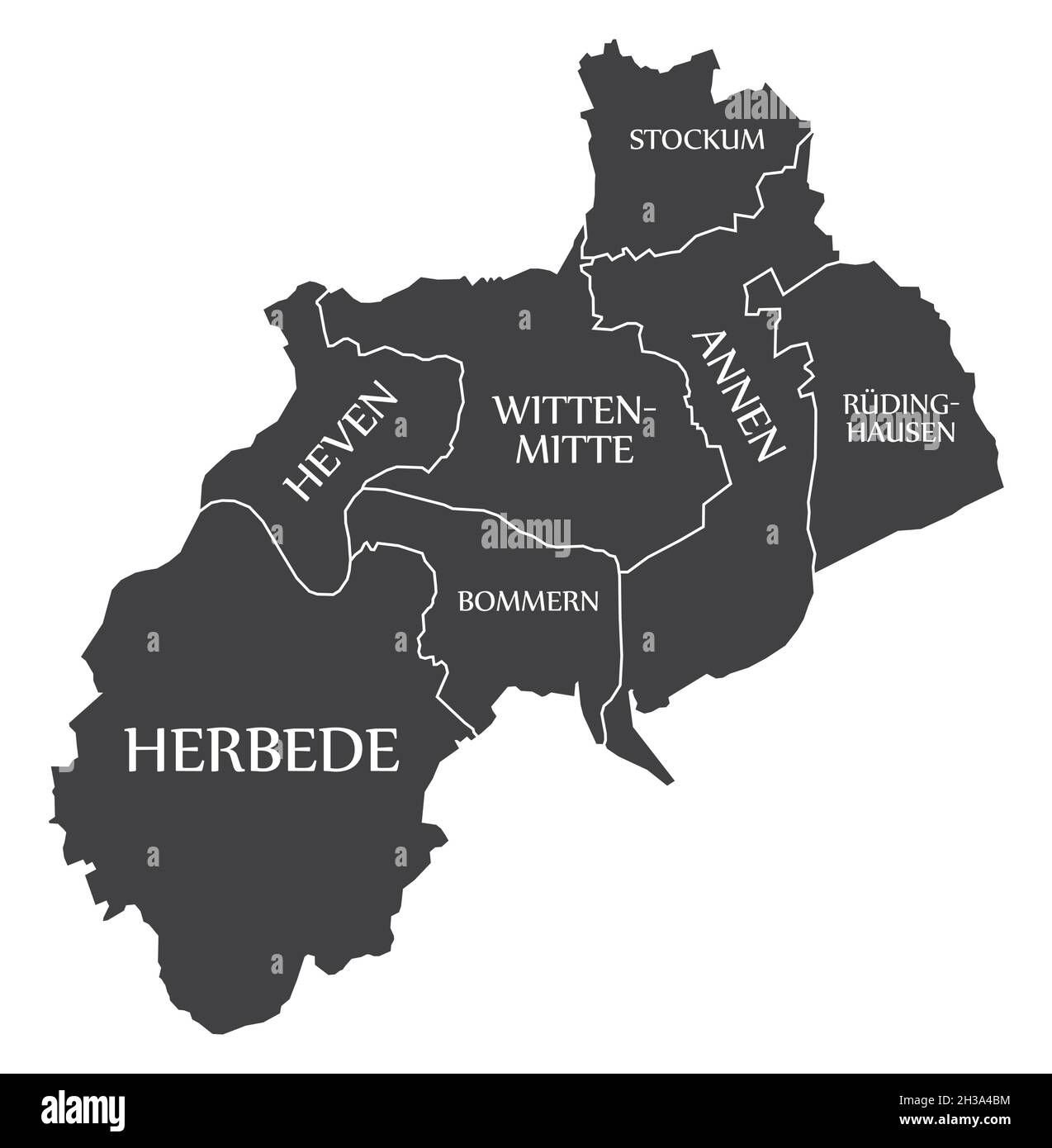 Witten City Map Germany DE labelled black illustration Stock Vector ...