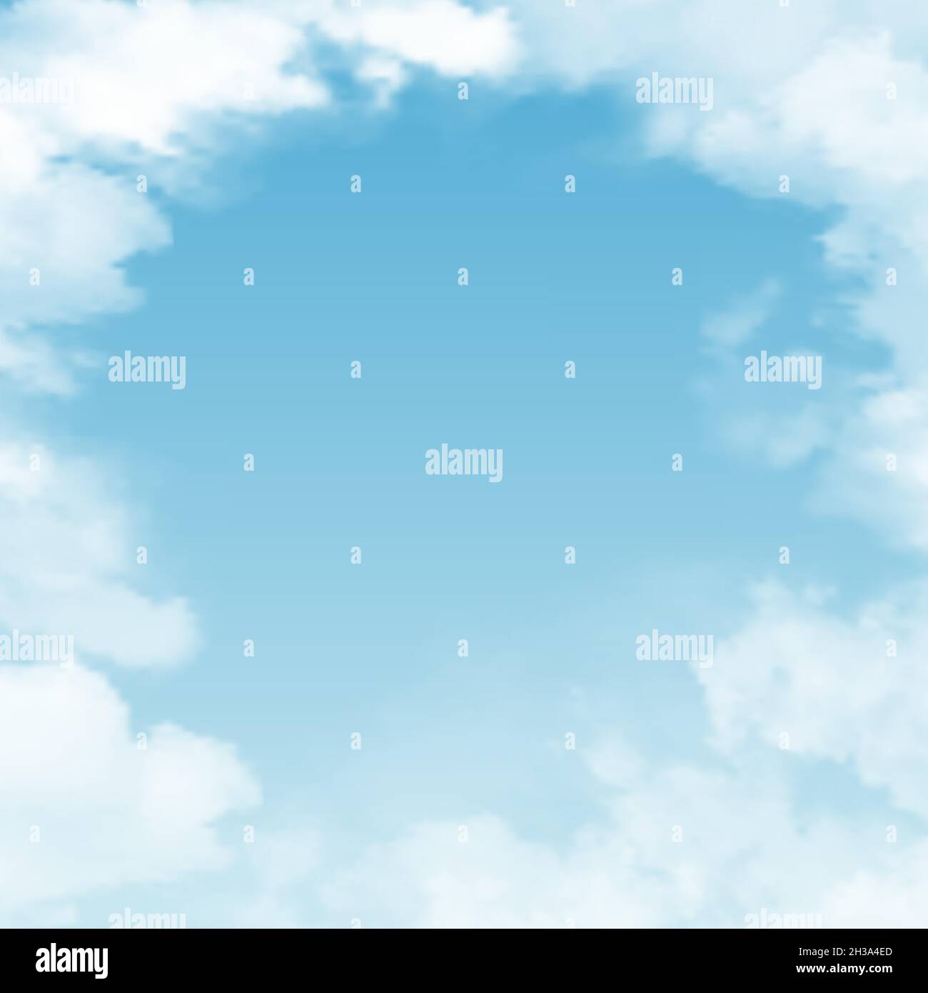 Vector realistic skyscape. Sky with clouds. Hole in clouds with shape ...