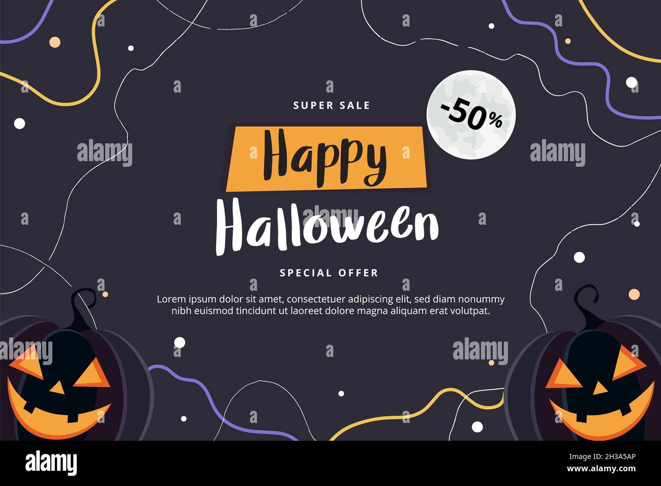 Halloween sale banner template with pumpkins and lettering ...