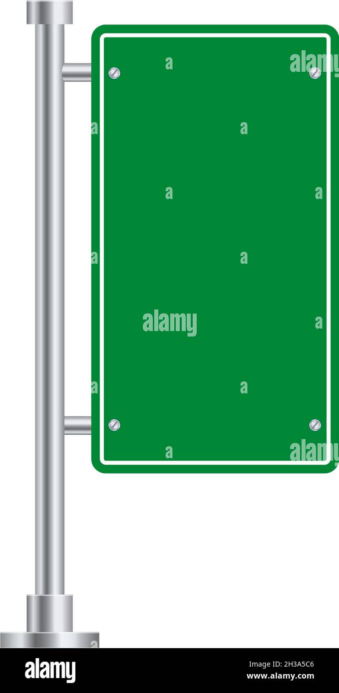 Empty street information board. Green road sign Stock Vector Image ...