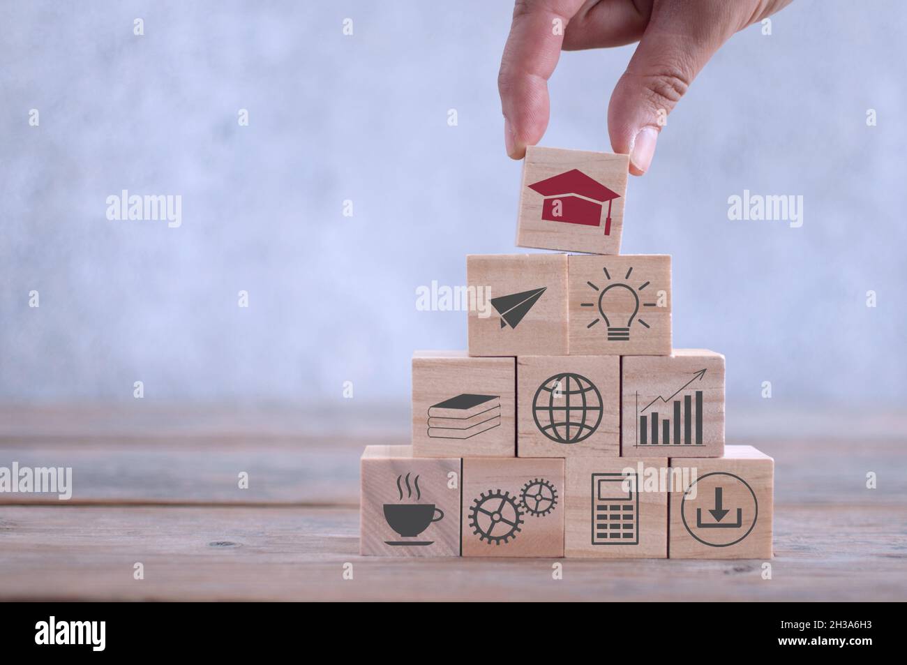 Building blocks to graduation concept Stock Photo - Alamy